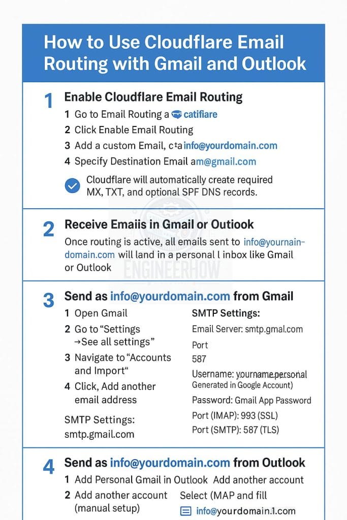 How to Use Cloudflare Email Routing with Gmail and Outlook - EngineerHow – IT & Engineering ...