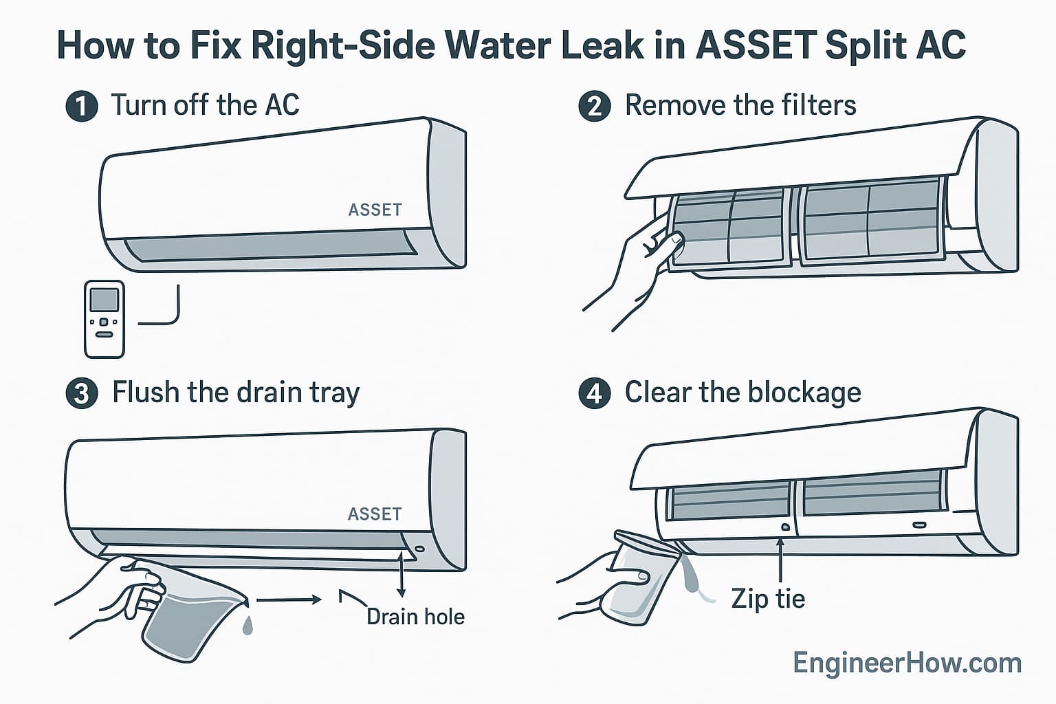 How to Fix Right-Side Water Leak in Split AC (Quick DIY Guide ...